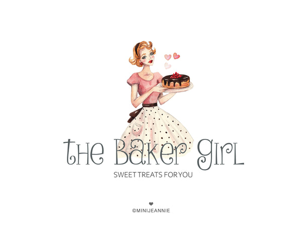 Bakery Logo Design - A Young Woman Pastry Chef Holding Cake ...