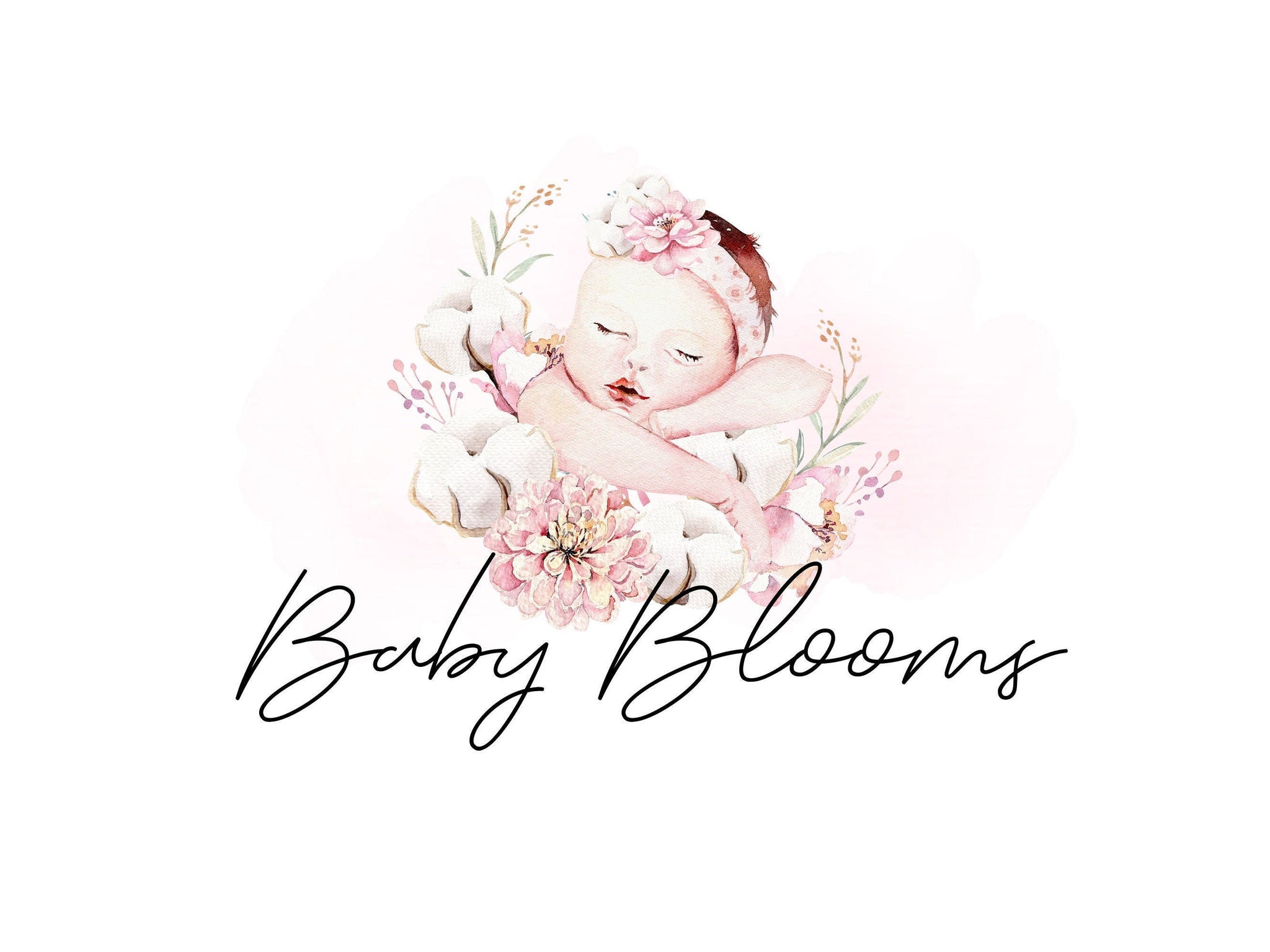 Newborn Baby with Flower Headband Logo - Baby Photography Logo ...